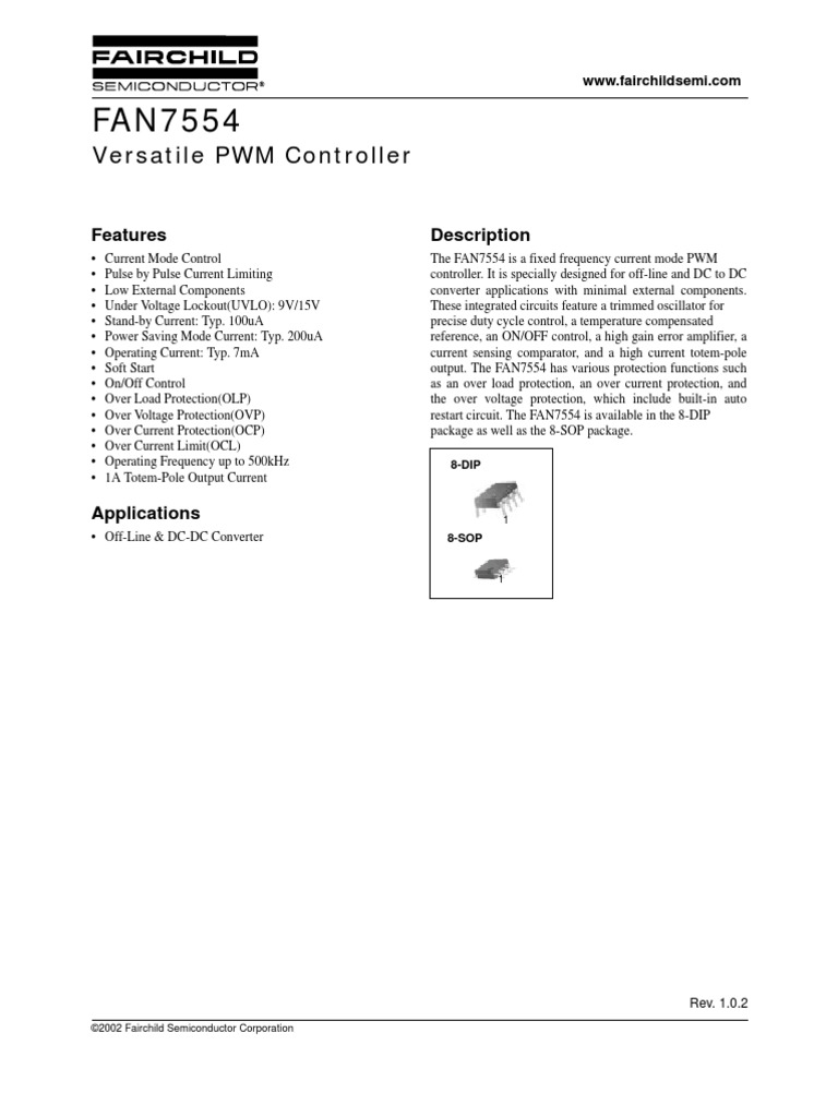 Datasheet PWM FAN7554 | PDF