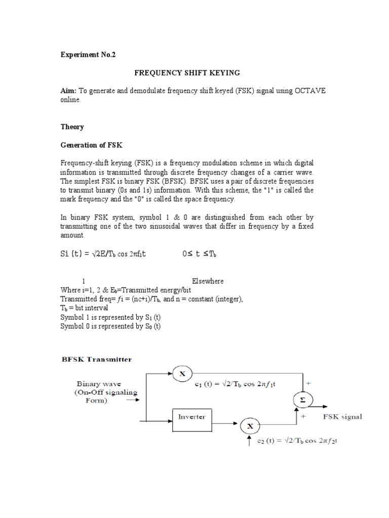 2 Fsk Modulation And Demodulation Pdf Modulation Radio Technology