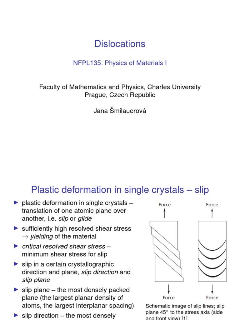 FyzMat I 3 Dislocations | PDF | Dislocation | Plasticity (Physics)