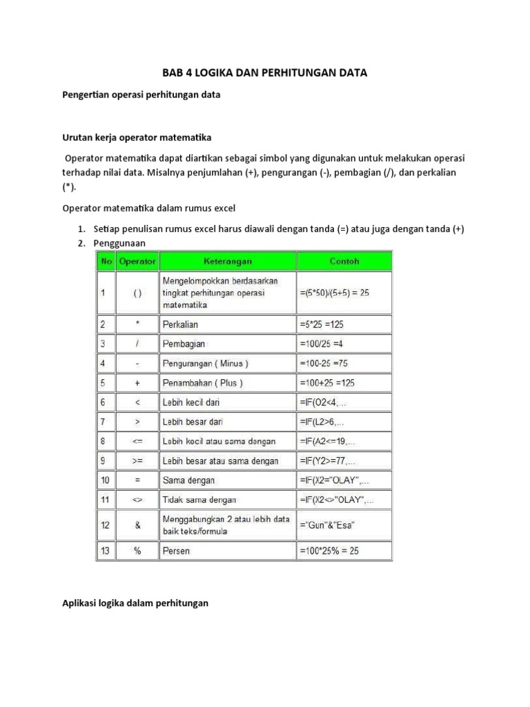 Logika dan Perhitungan Data Excel | PDF | Metode & Bahan Ajar