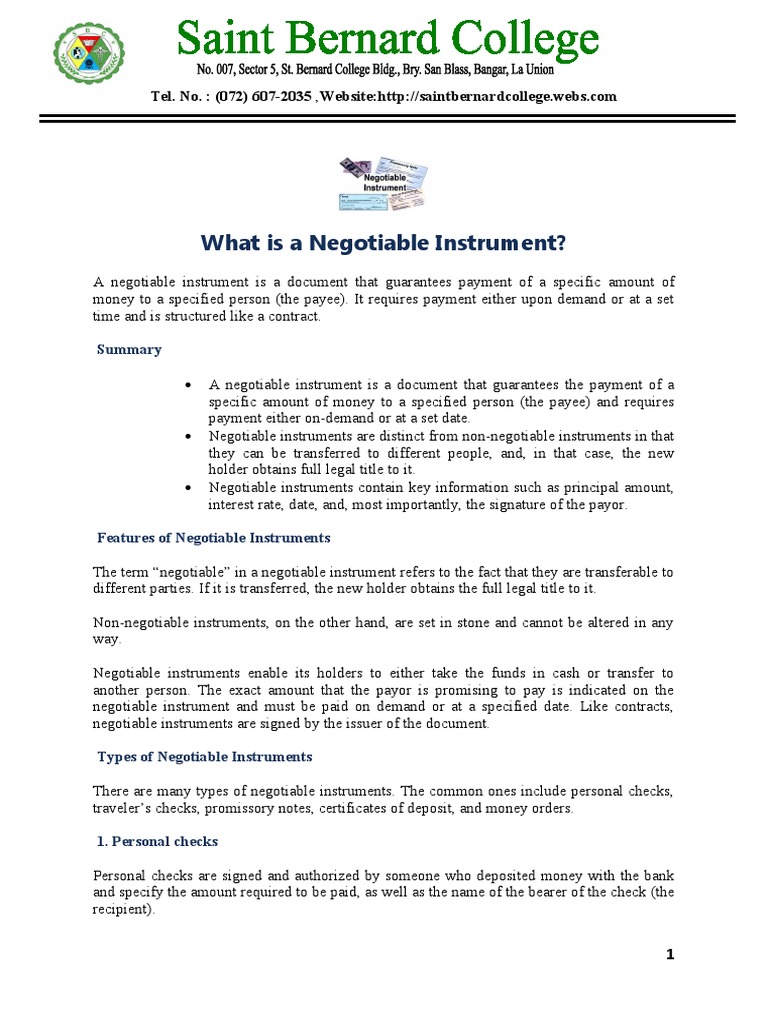 What Is A Negotiable Instrument | Download Free PDF | Negotiable ...