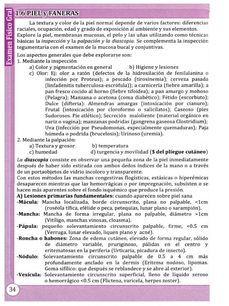 Inspección y La Palpación y La Diascopia. Se Complementa La Inspección ...