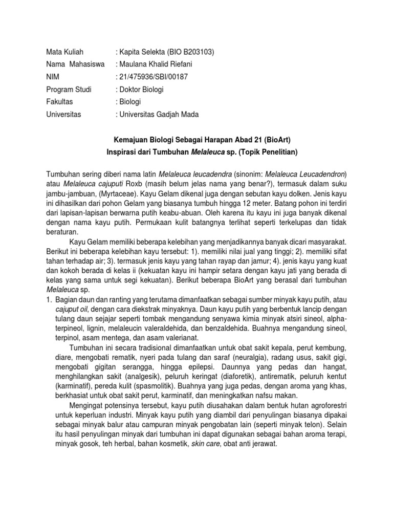 Maulana Khalid Riefani - Tugas Kapita Selekta - Kemajuan Biologi Sebagai Harapan Abad 21 Sesuai ...