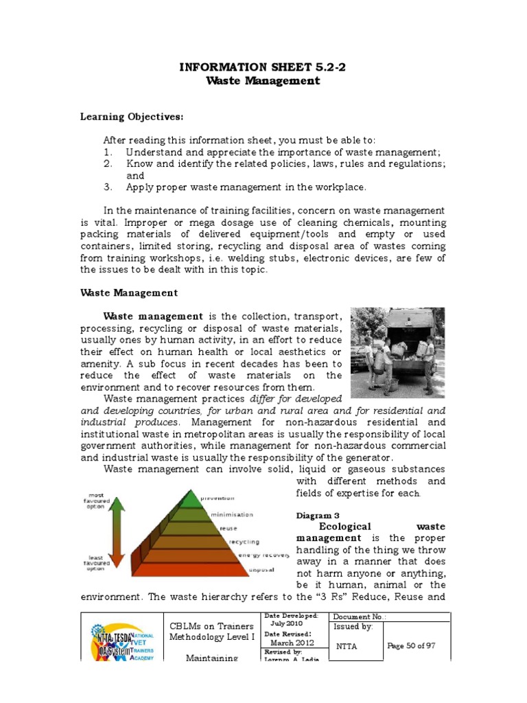 Information Sheet 5.2-2 Waste Management Information Sheet 5.2-2 Waste ...