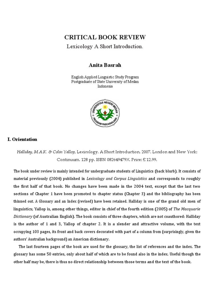 Critical Book Review | PDF | Lexicology | Cognition