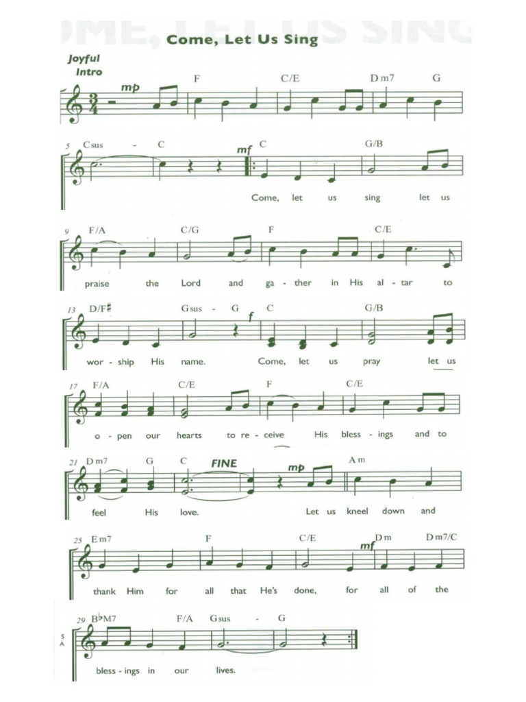 Come Let Us Sing Music Sheet | PDF