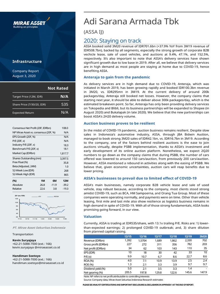 Adi Sarana Armada TBK: 2020: Staying On Track | PDF | Securities ...