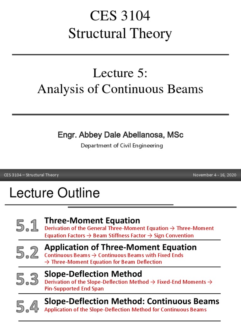 Lecture 5 - Analysis of Continuous Beams | Download Free PDF | Tangent ...
