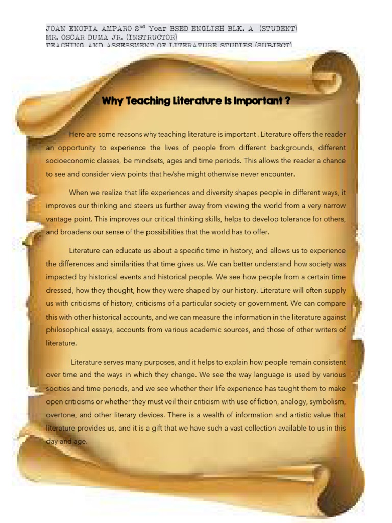 Why Teaching Literature Is Important | PDF