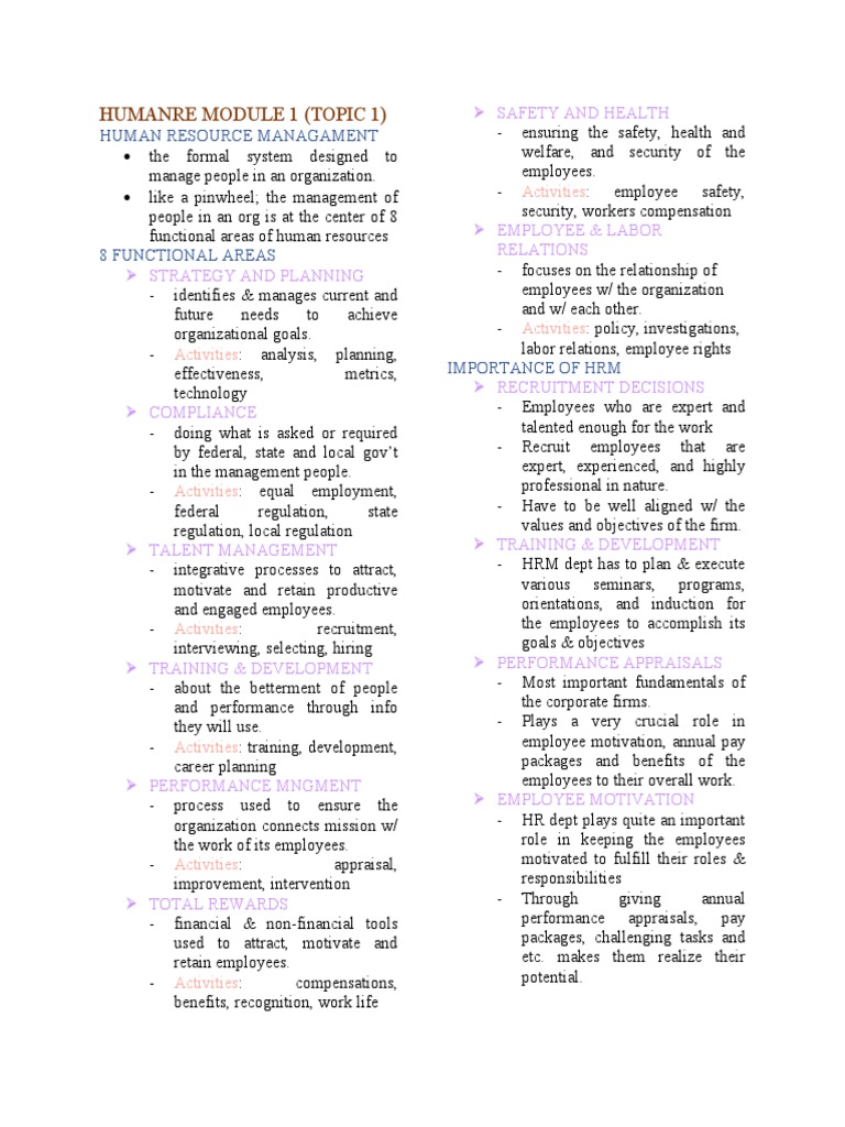 Humanre Module 1 (Topic 1) : Activities | PDF | Human Resource ...