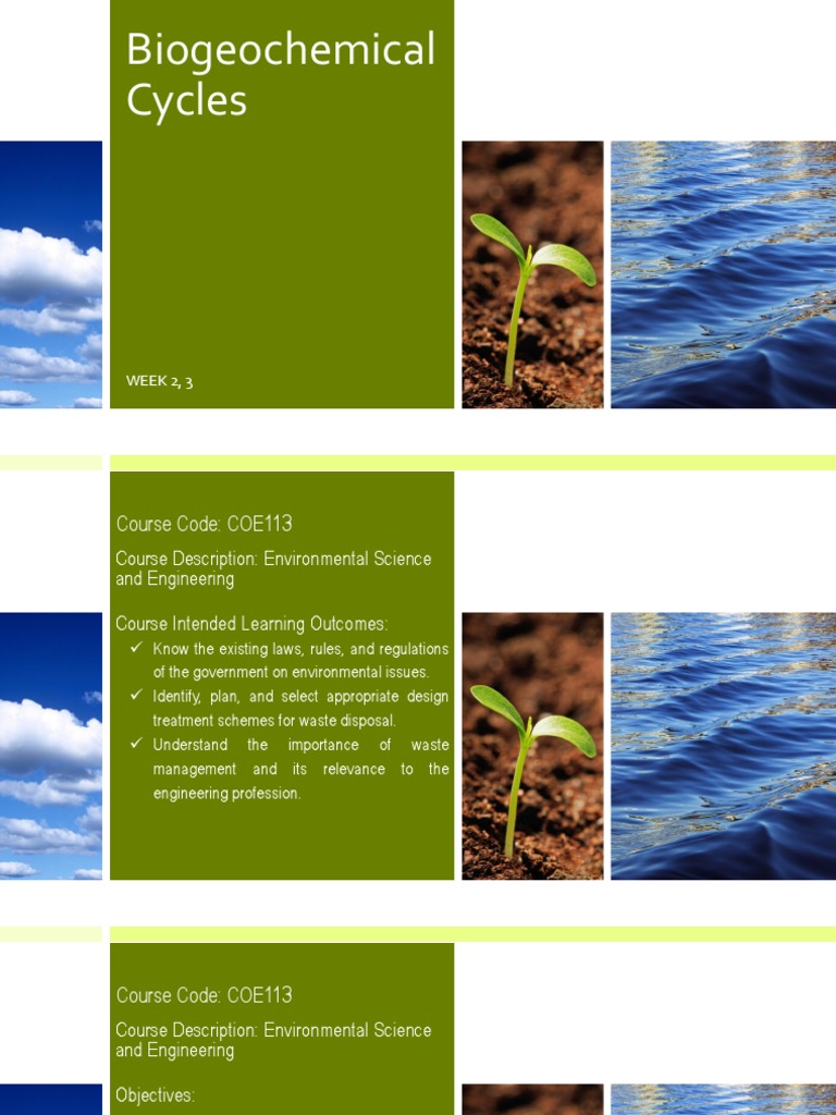 Lecture 03 - Biogeochemical Cycles | PDF | Carbon Cycle | Nitrogen