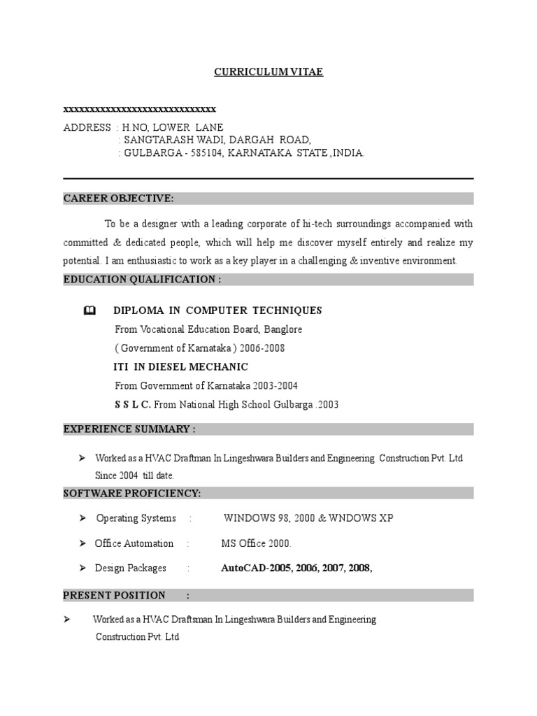 HVAC Draughtsman Sample CV | PDF | Duct (Flow) | Technical Drawing