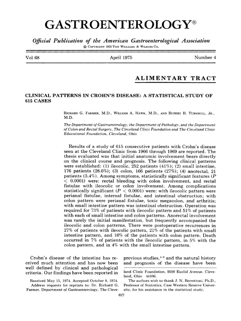 4 - Clinical Patterns in Crohn's Disease - A Statistical Study of 615 ...