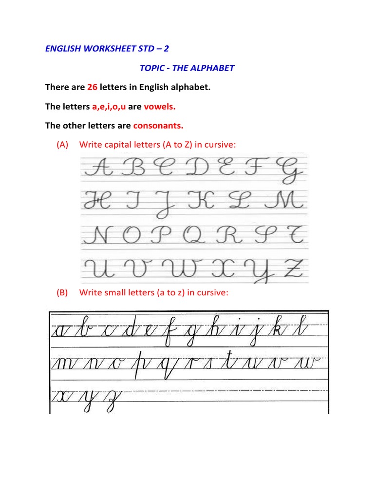 Alphabets Worksheet STD 2 | PDF