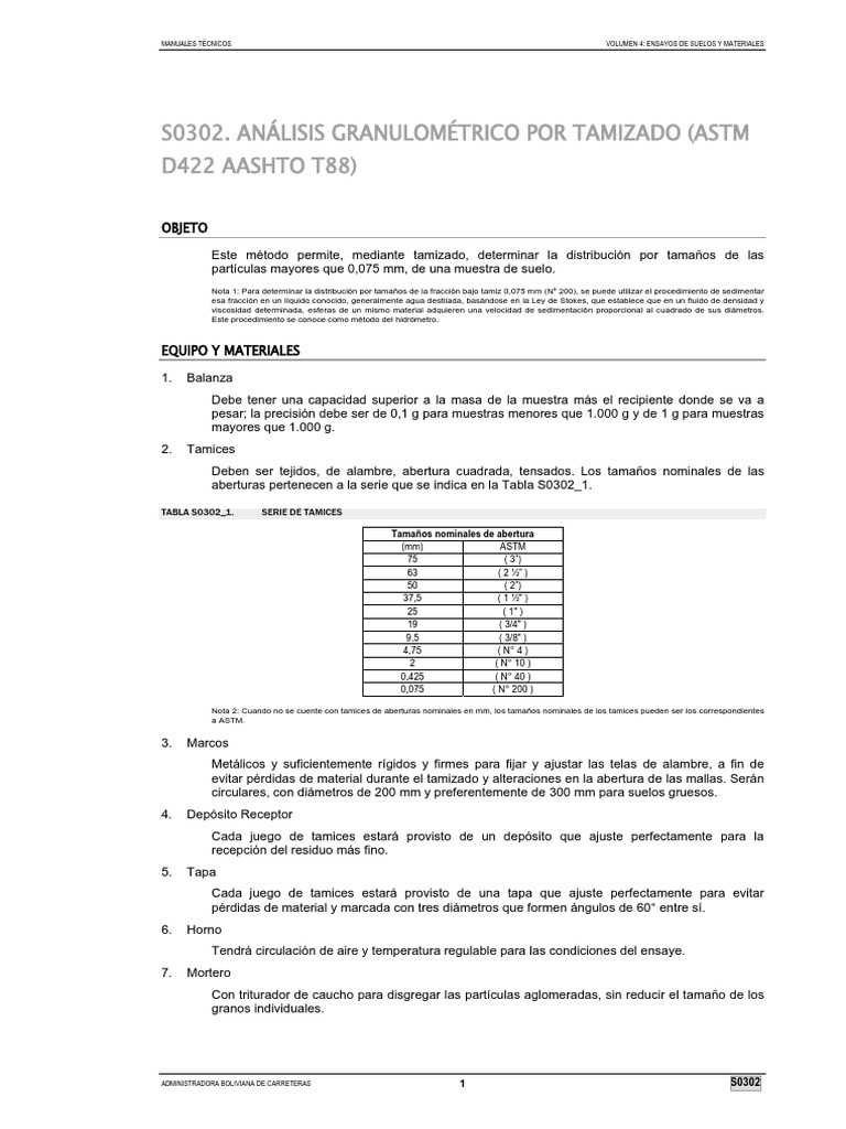 Análisis Granulométrico AASHTO T88 | PDF