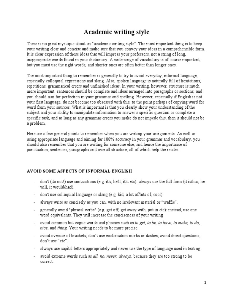 Guide to Academic Writing Style | PDF | Phrase | Reason