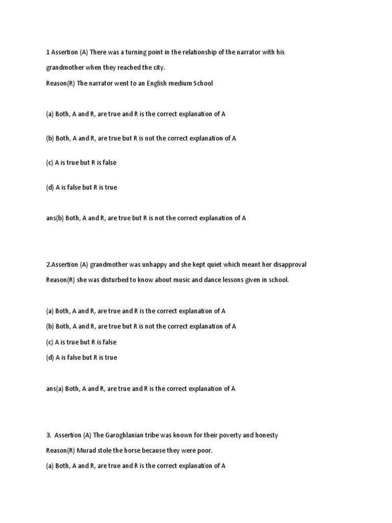 Assertion MCQ of Lit Xi | PDF