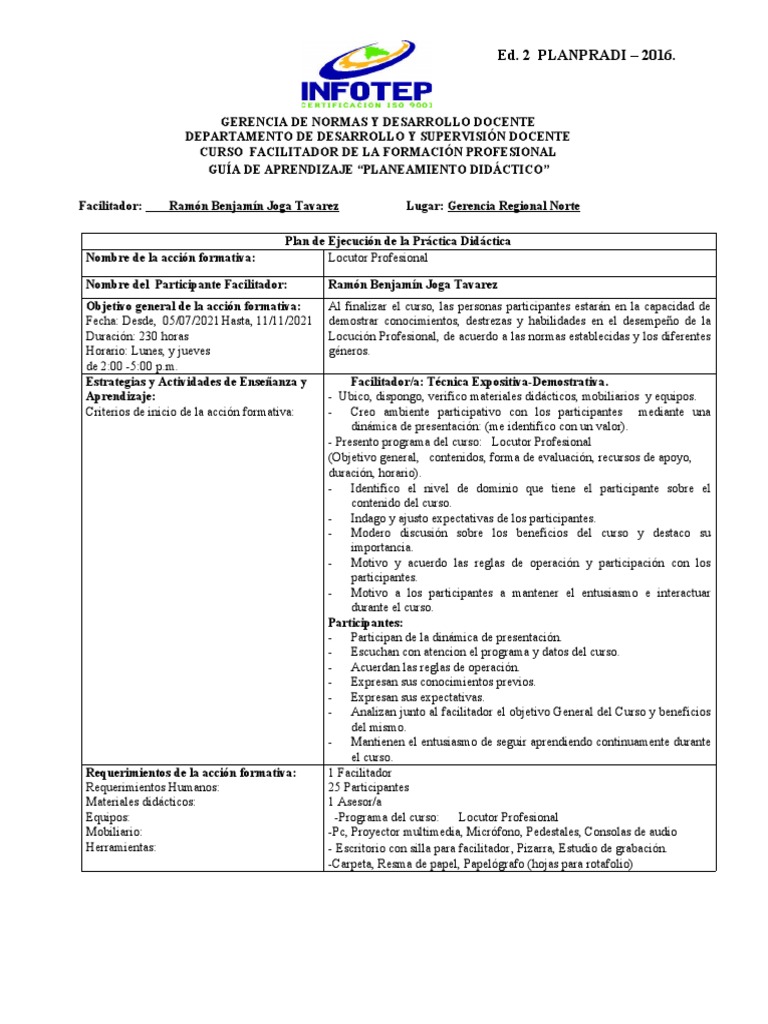 Plan Pradi .. | PDF | Evaluación | Aprendizaje