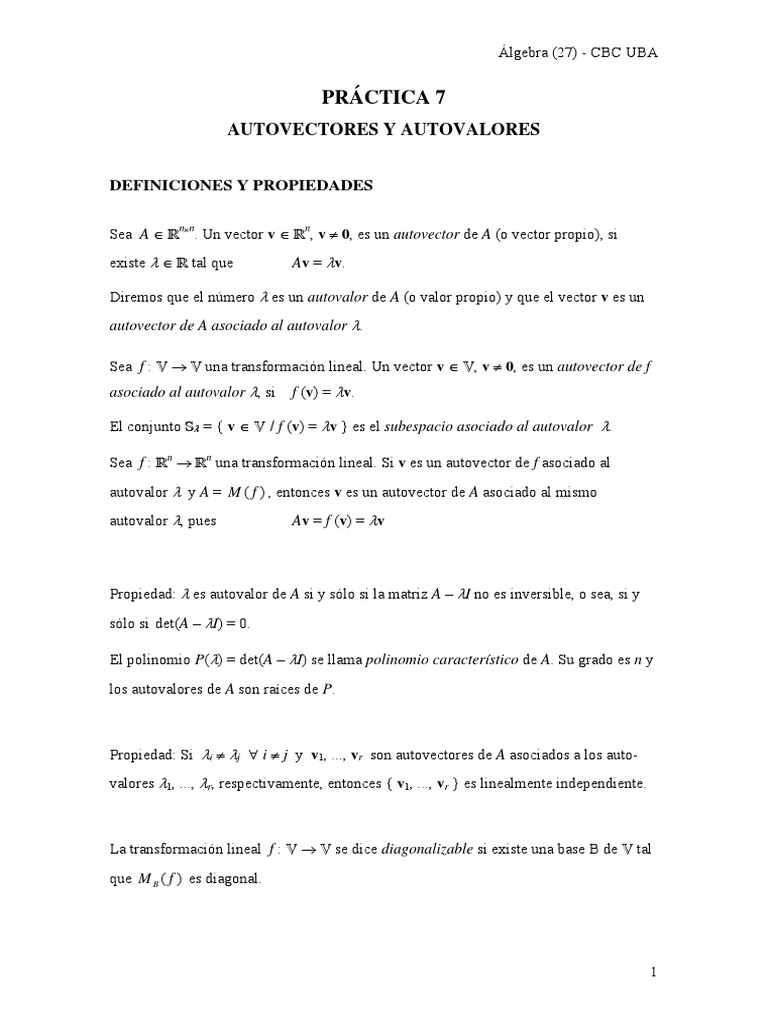 Autovectores y Autovalores Archivo | PDF | Matriz (Matemáticas) | Mapa ...