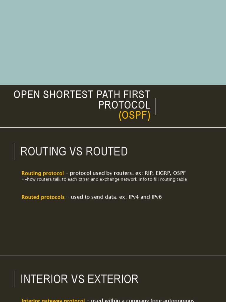 Open Shortest Path First Protocol: (OSPF) | PDF | Routing | Computer ...