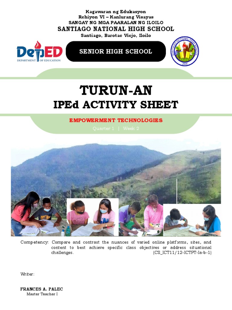 Cover Page IPEd Activity Sheet | PDF | Cognition | Communication