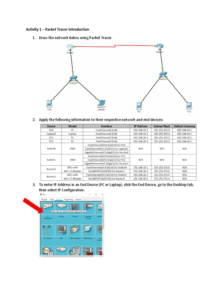 Activity 1 - Introduction To Packet Tracer | PDF | Computers