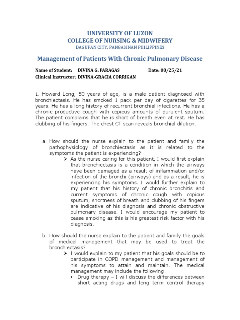 Copd Case Study | PDF | Asthma | Chronic Obstructive Pulmonary Disease