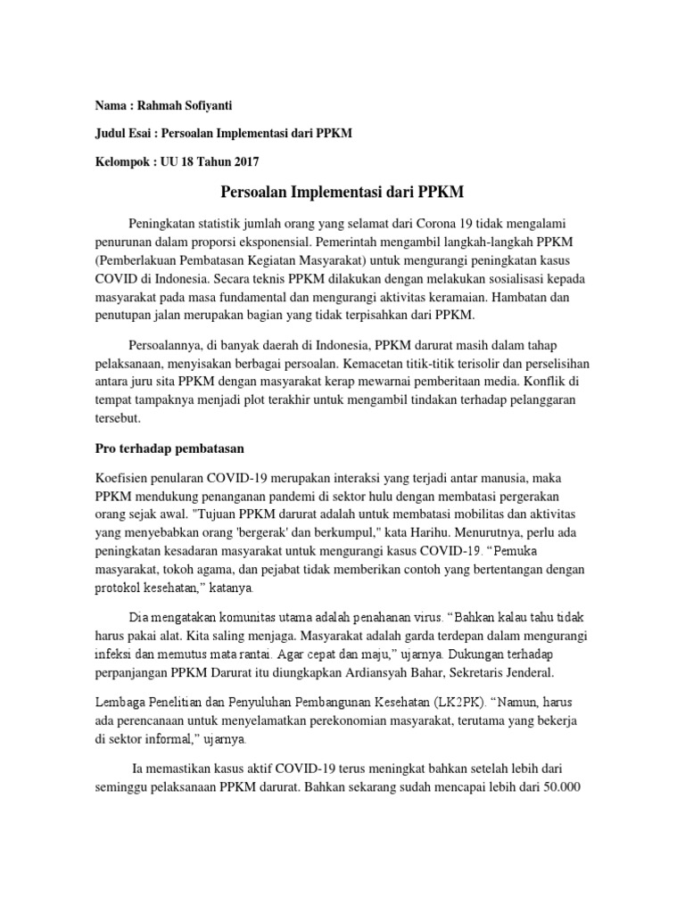 Pro Kontra Terhadap PPKM | PDF