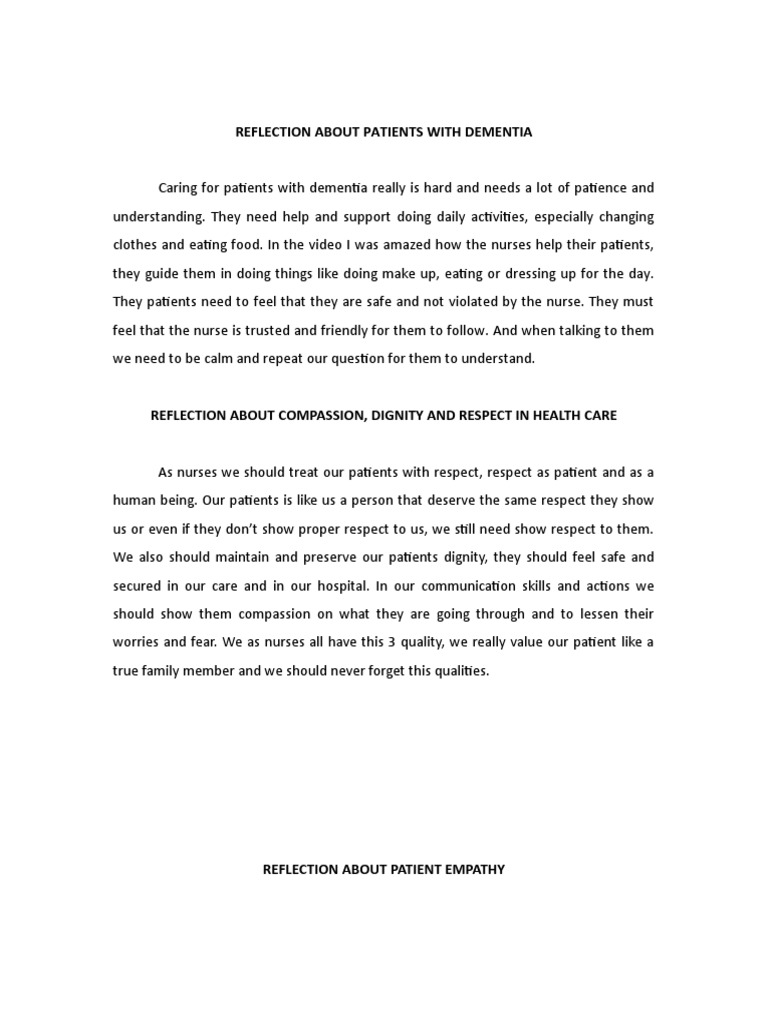 Reflection About Patients With Dementia | PDF | Patient | Dignity
