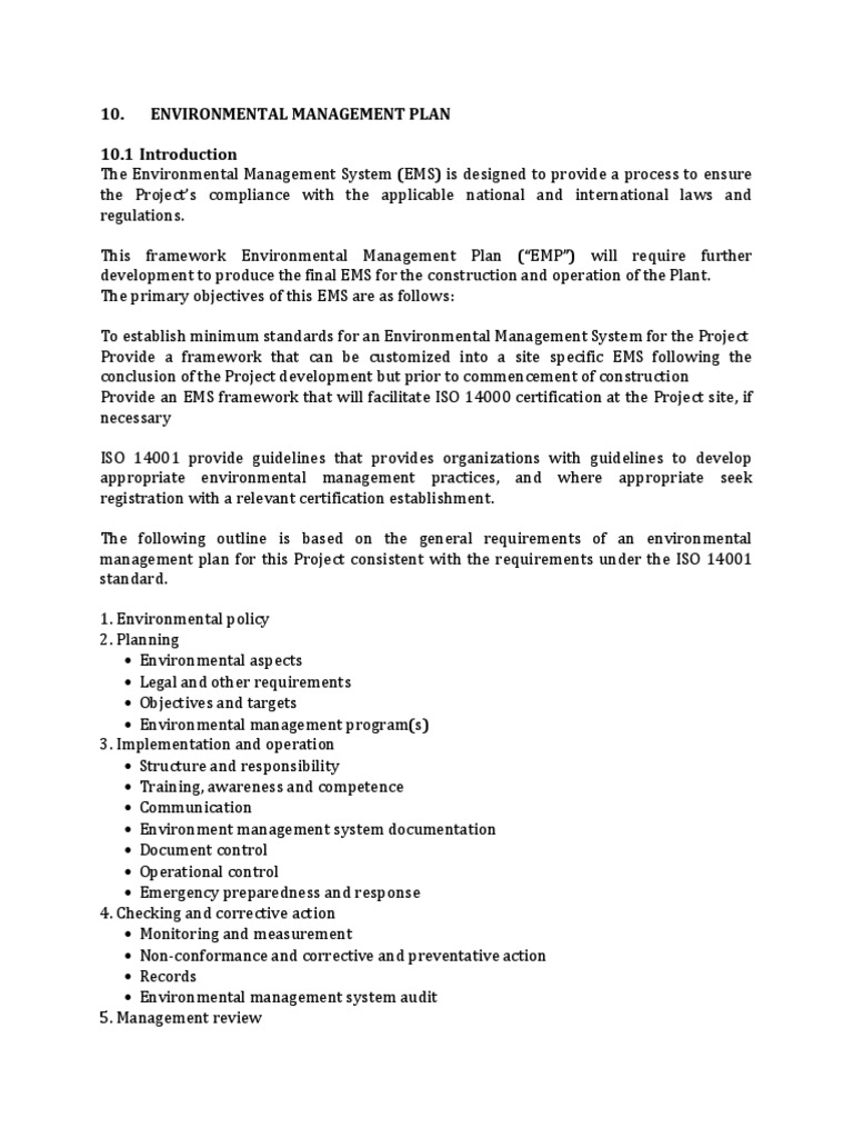 Environmental Management Plan Overview | PDF | Waste Management ...