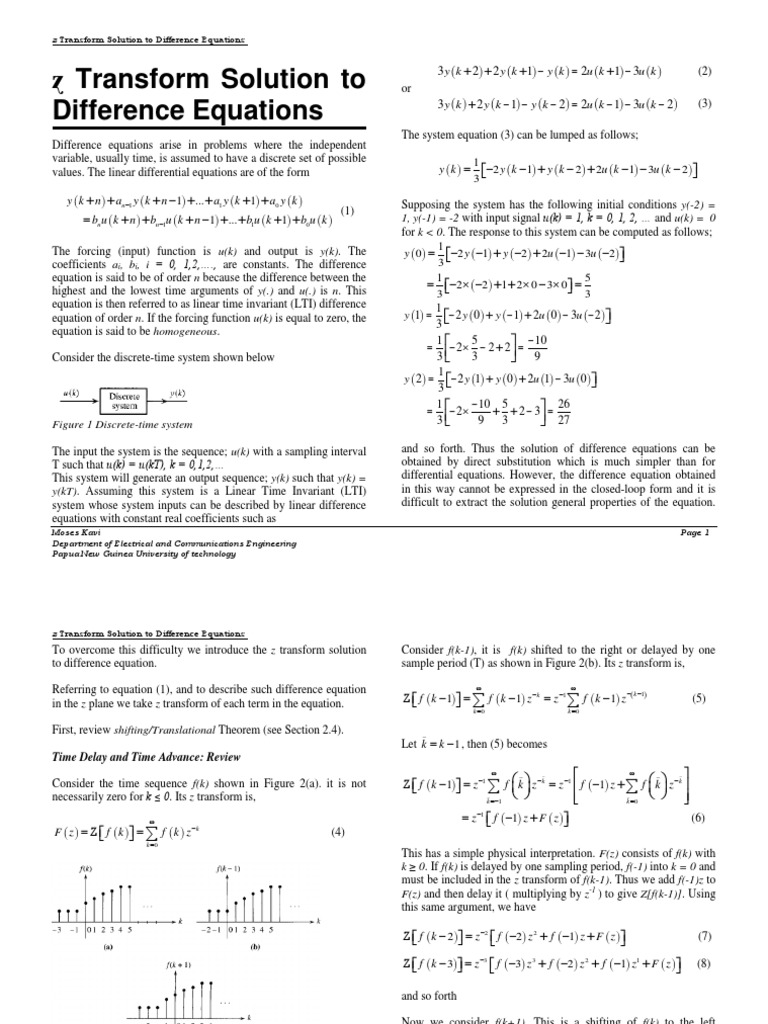 Z-Transform for Engineers | PDF | Recurrence Relation | Equations