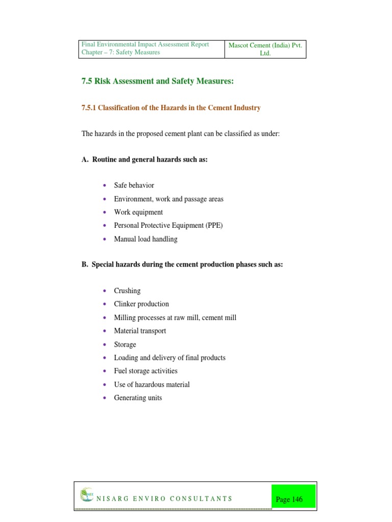 7.5 Risk Assessment and Safety Measures:: 7.5.1 Classification of The ...