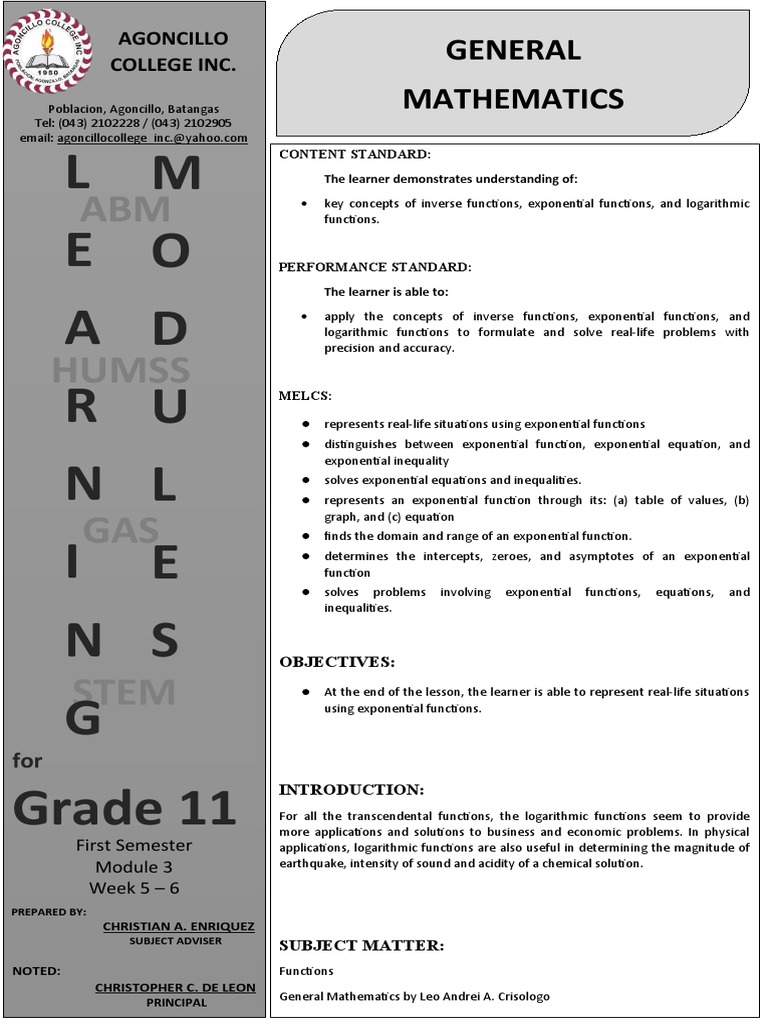 General Mathematics Module 3 | PDF | Function (Mathematics ...