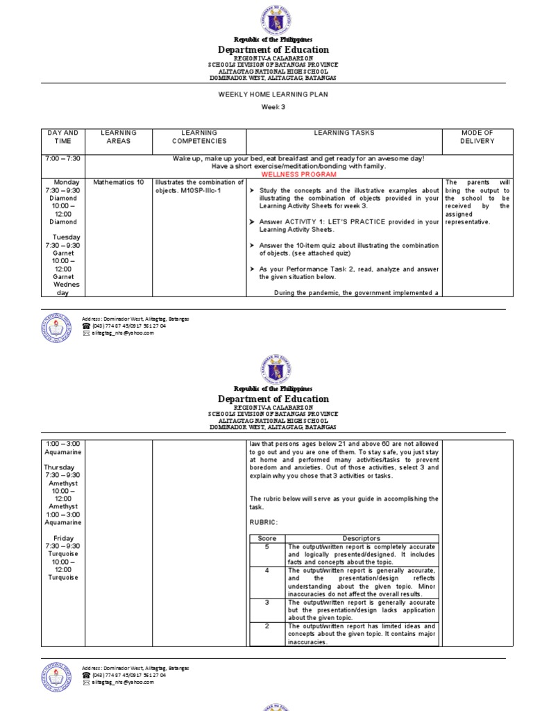 WHLP - Math 10 Week 3 | PDF | Education Theory | Applied Psychology