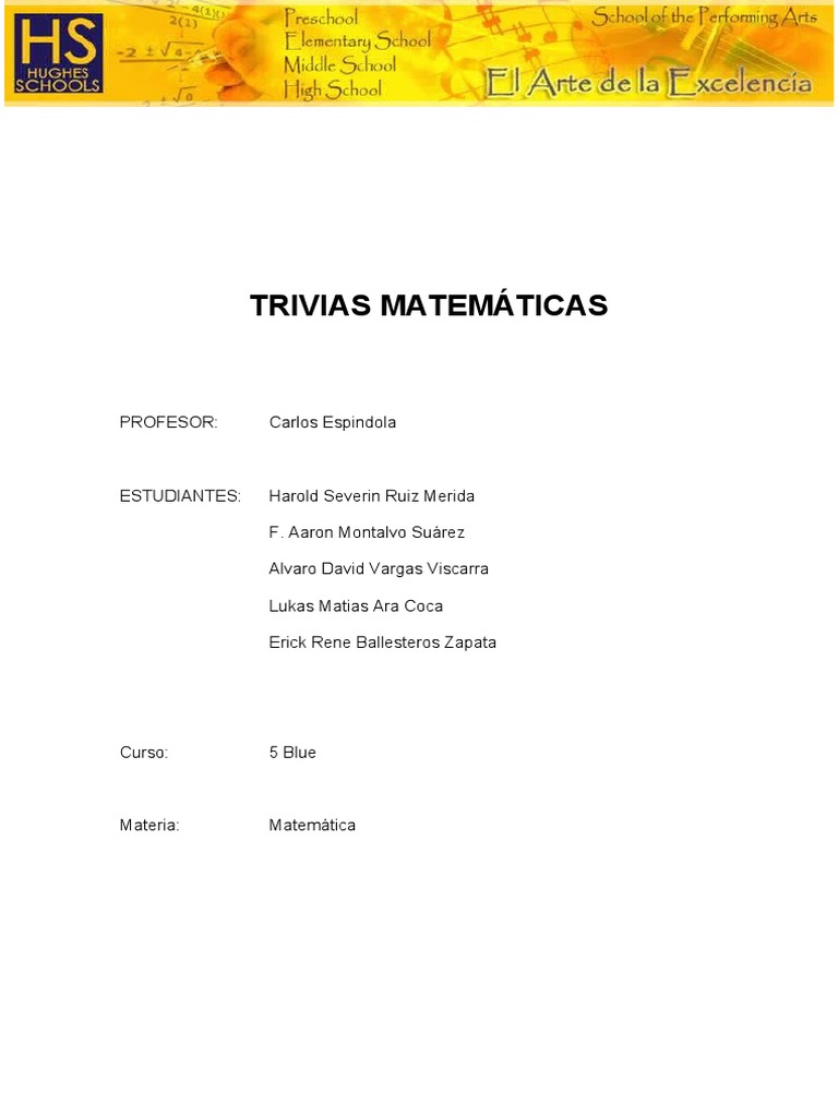 Trivias Matemáticas | PDF | Sustracción | Matemática Elemental