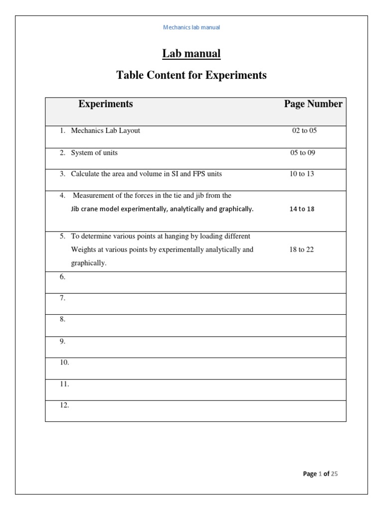 Engineering Mechanics Lab Manual | PDF | Crane (Machine) | Force