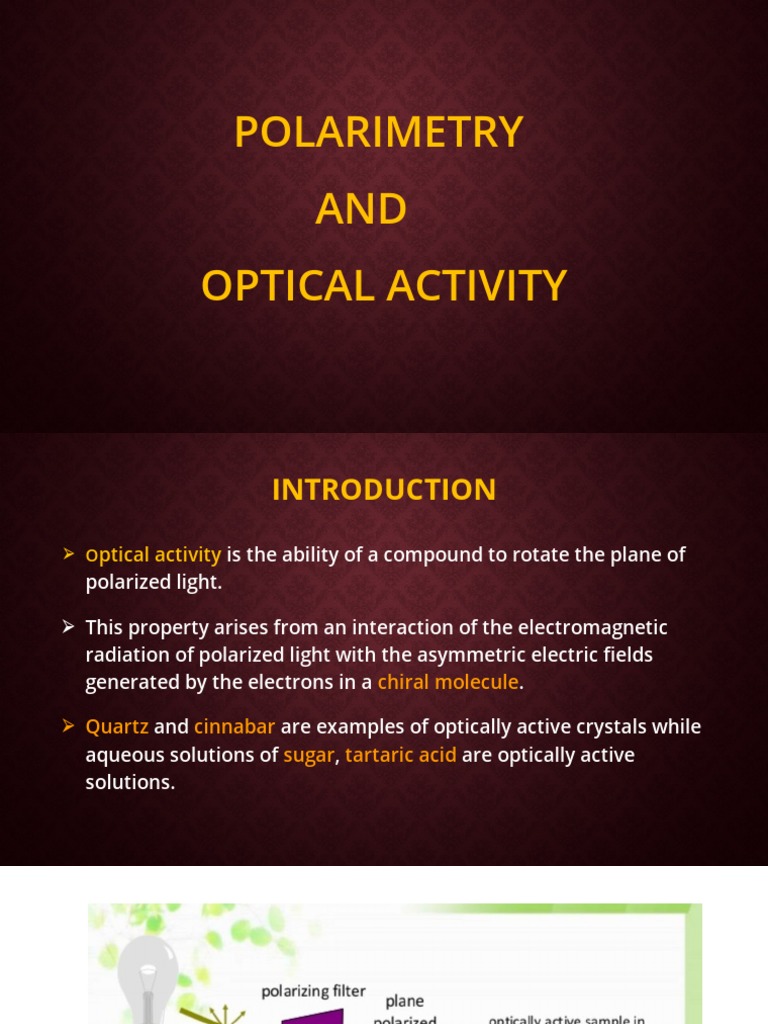 Polarimetry AND Optical Activity | PDF | Chirality (Chemistry) | Atomic