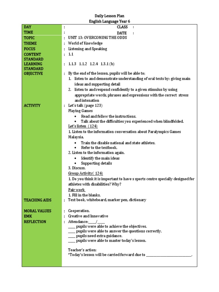 YR6 Unit 13 (Week 1) | PDF | Lesson Plan | Teachers