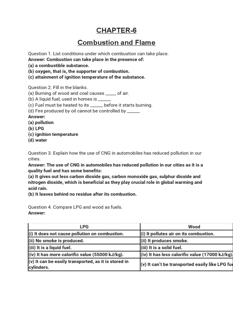 CHAPTER-6 Combustion | PDF | Combustion | Fires