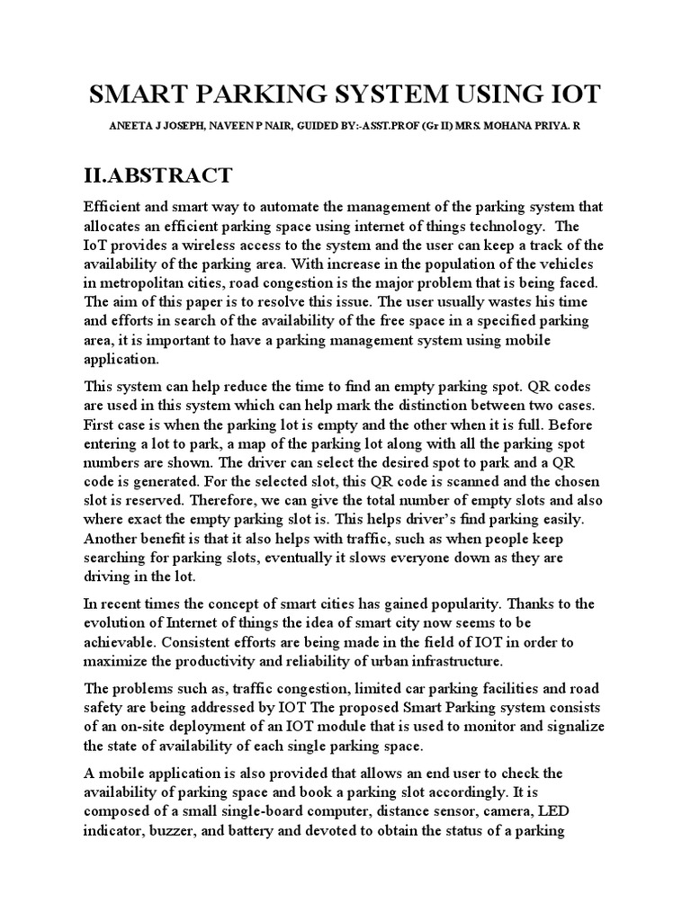 Smart Parking System Using Iot | PDF | Parking | Internet Of Things