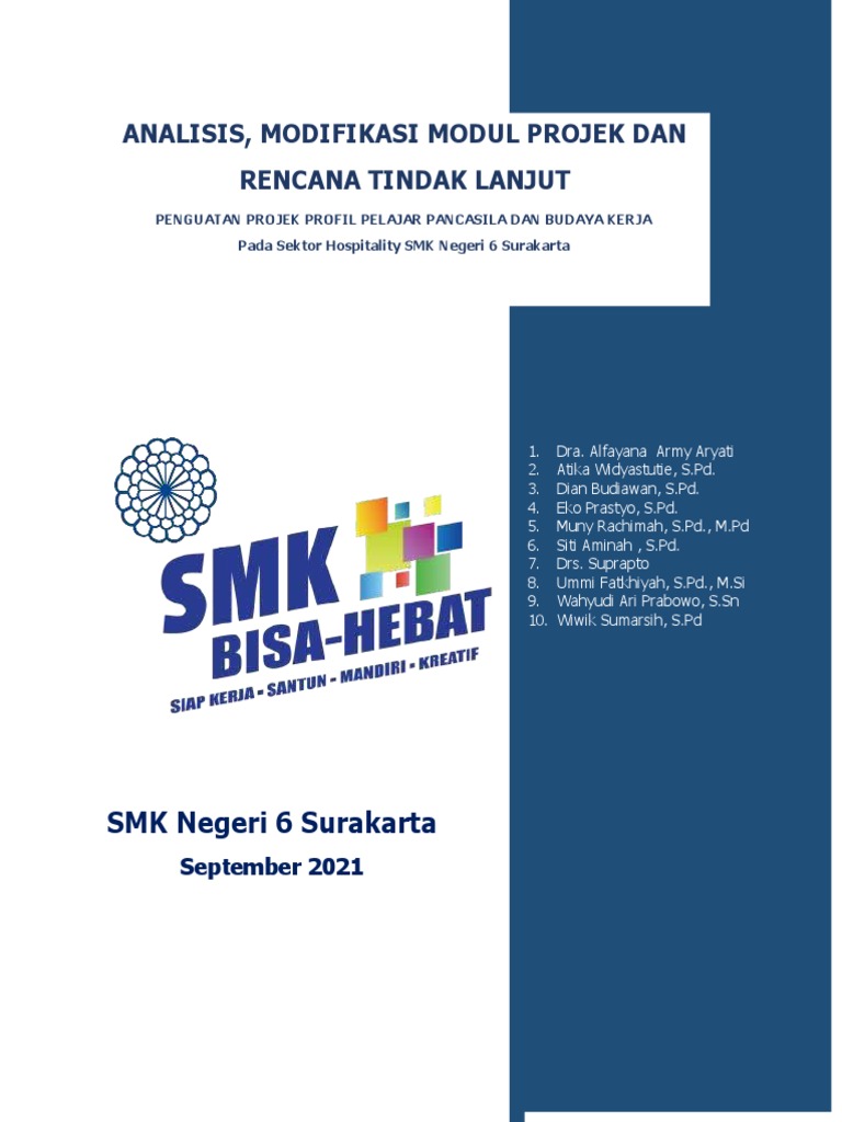 SMK N 6 Surakarta - Analisis, Modifikasi Modul Projek Dan RTL P5BK | PDF