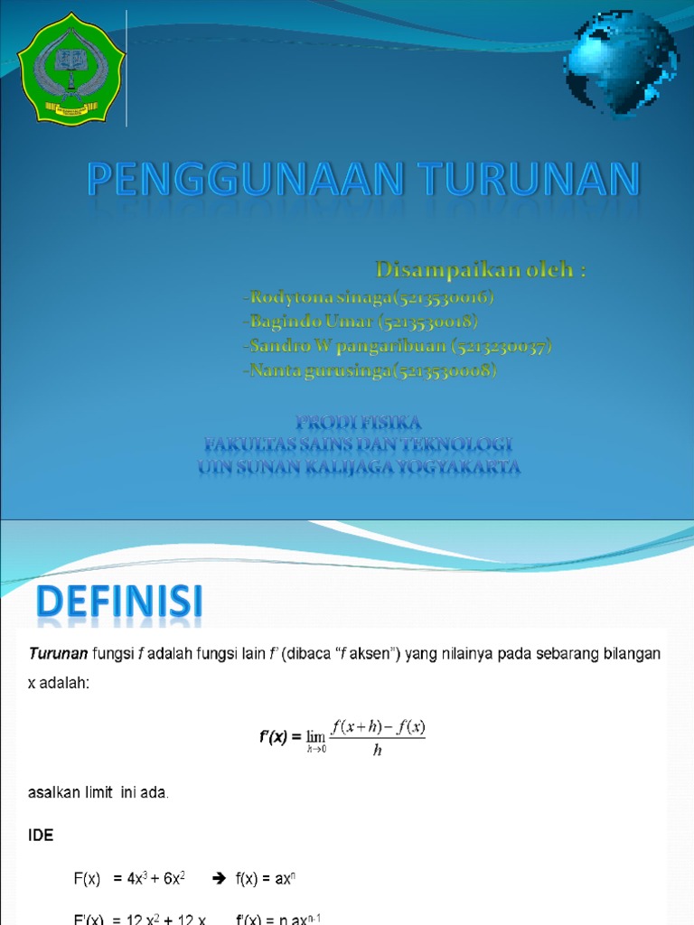 PENGGUNAAN TURUNAN PPT | PDF