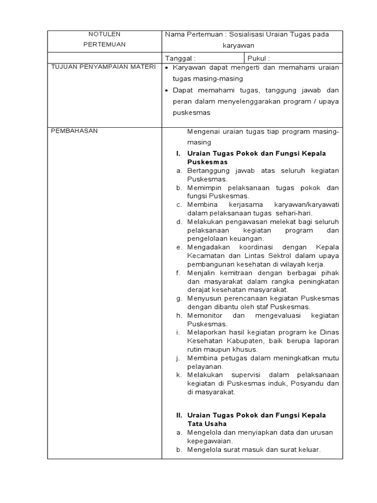 2.3.2.2 Notulen-Rapat-Uraian-Tugas-Pegawai | PDF
