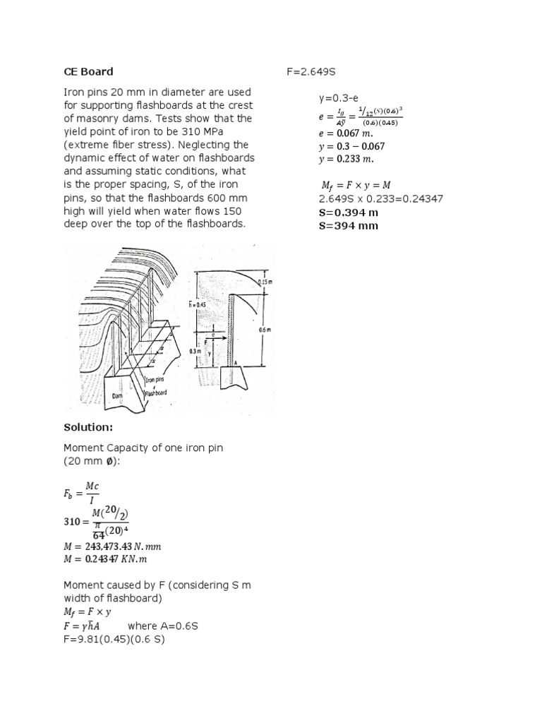 Flashboard Dam Design and Safety Analysis | PDF | Dam | Stress (Mechanics)