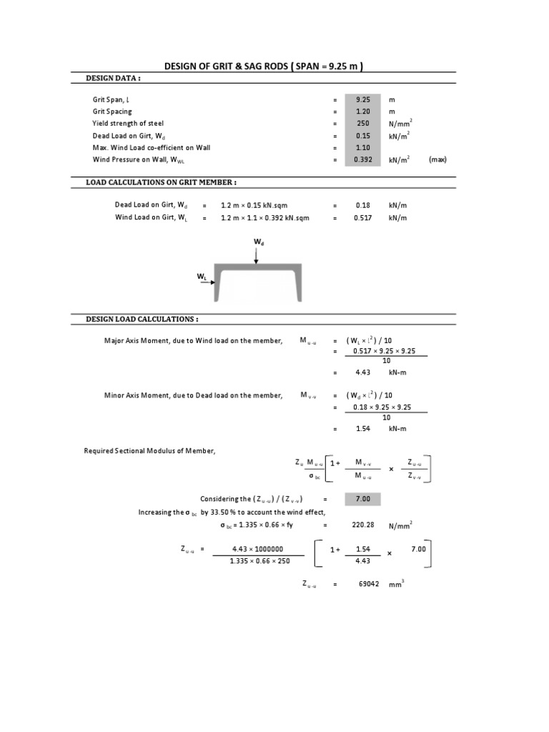 Design of Grit & Sag Rods As Per Is Code | PDF | Bending | Materials ...