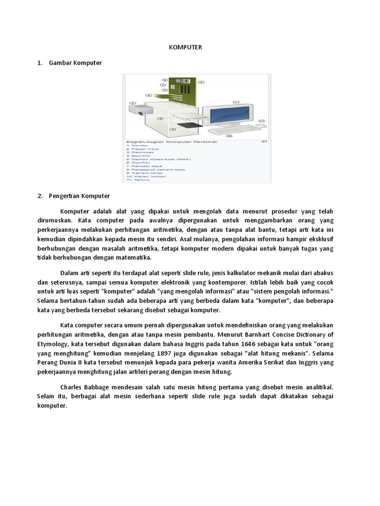 Komputer Adalah Alat Yang Dipakai Untuk Mengolah Data Menurut Prosedur ...