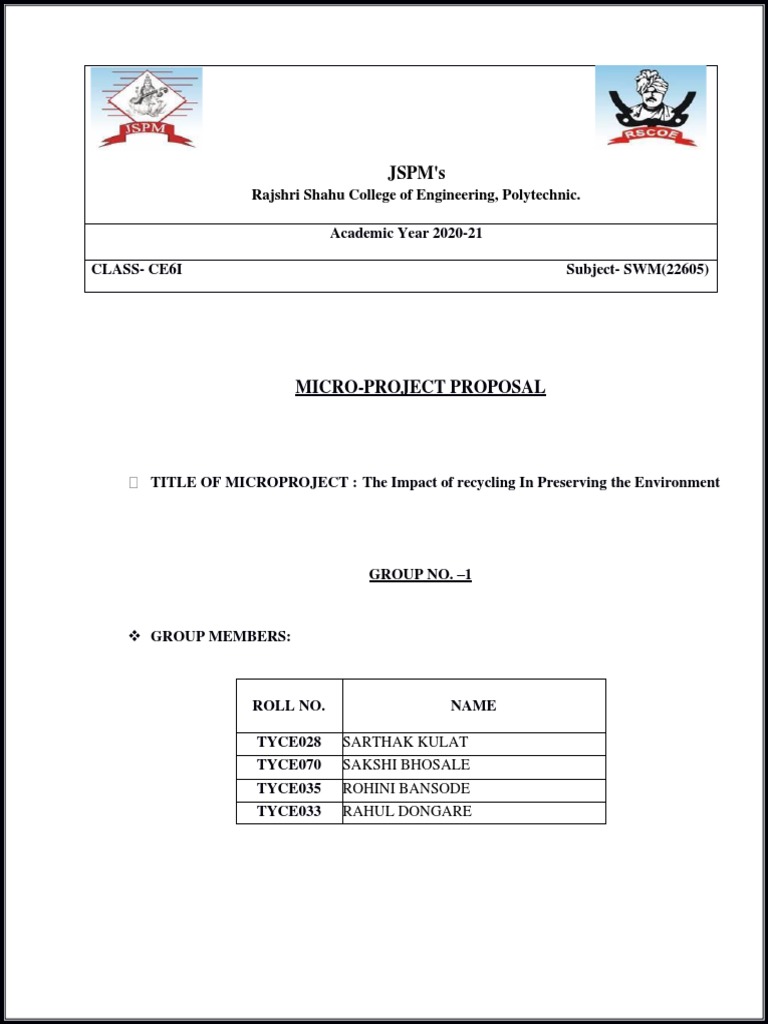 SWM MICRO PROJECT ROLL-28,70,35,33-Converted | PDF | Waste | Waste ...
