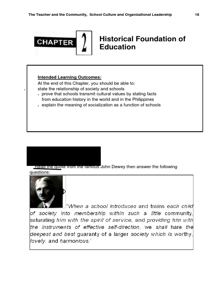 Chapter 2 - Historical Foundations of Education | PDF | Socialization ...