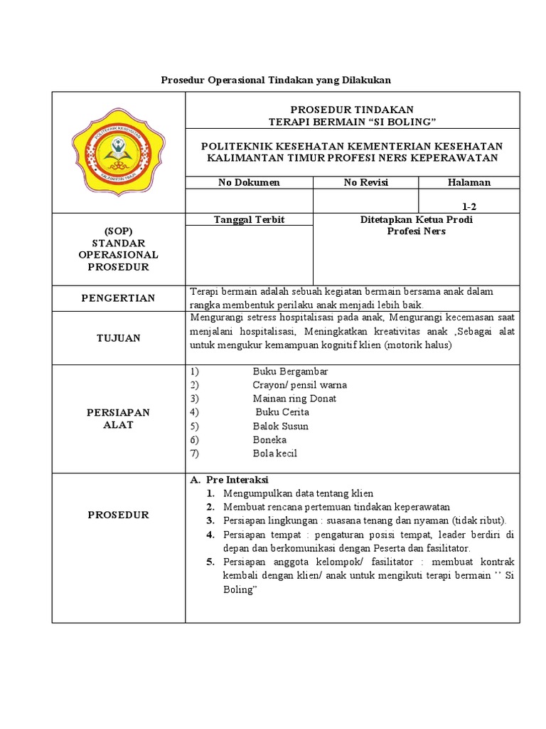 SOP TERAPI Bermain | PDF