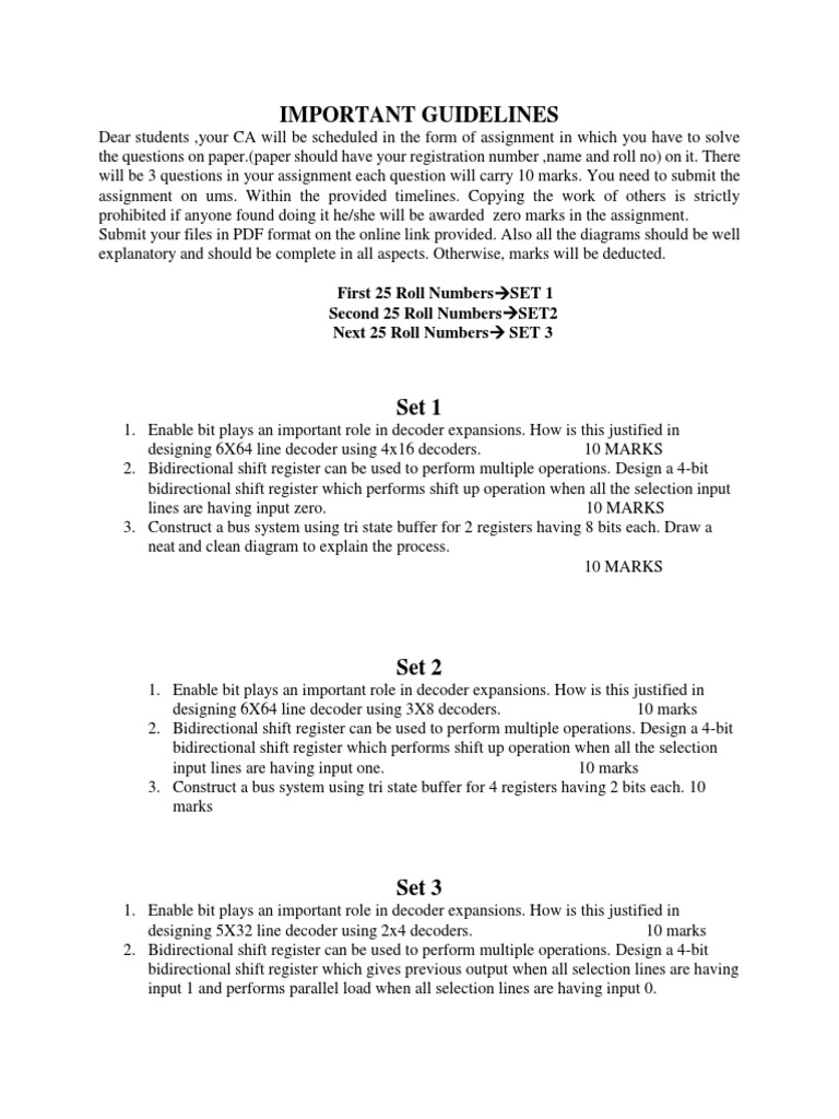 Important Guidelines: Second 25 Roll Numbers SET2 Next 25 Roll Numbers ...